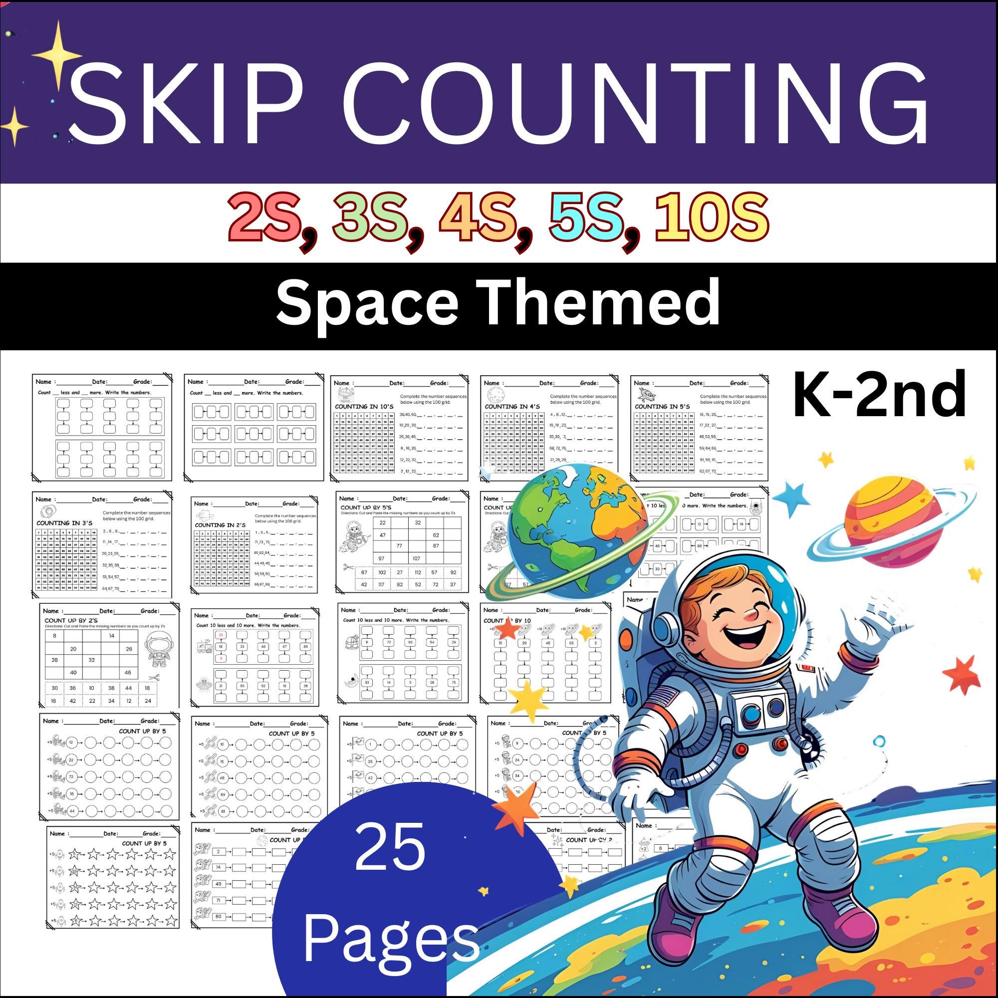 Skip Counting Worksheets Numbers Practice by 2,3,4,5,10 No Prep - Etsy