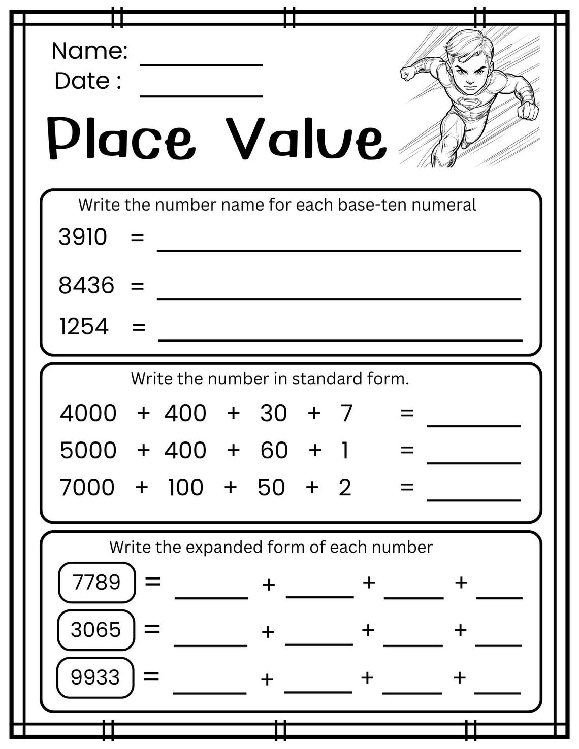 4-digit Place Value Worksheets – Grade 2–3 | Expanded Form & Number ...
