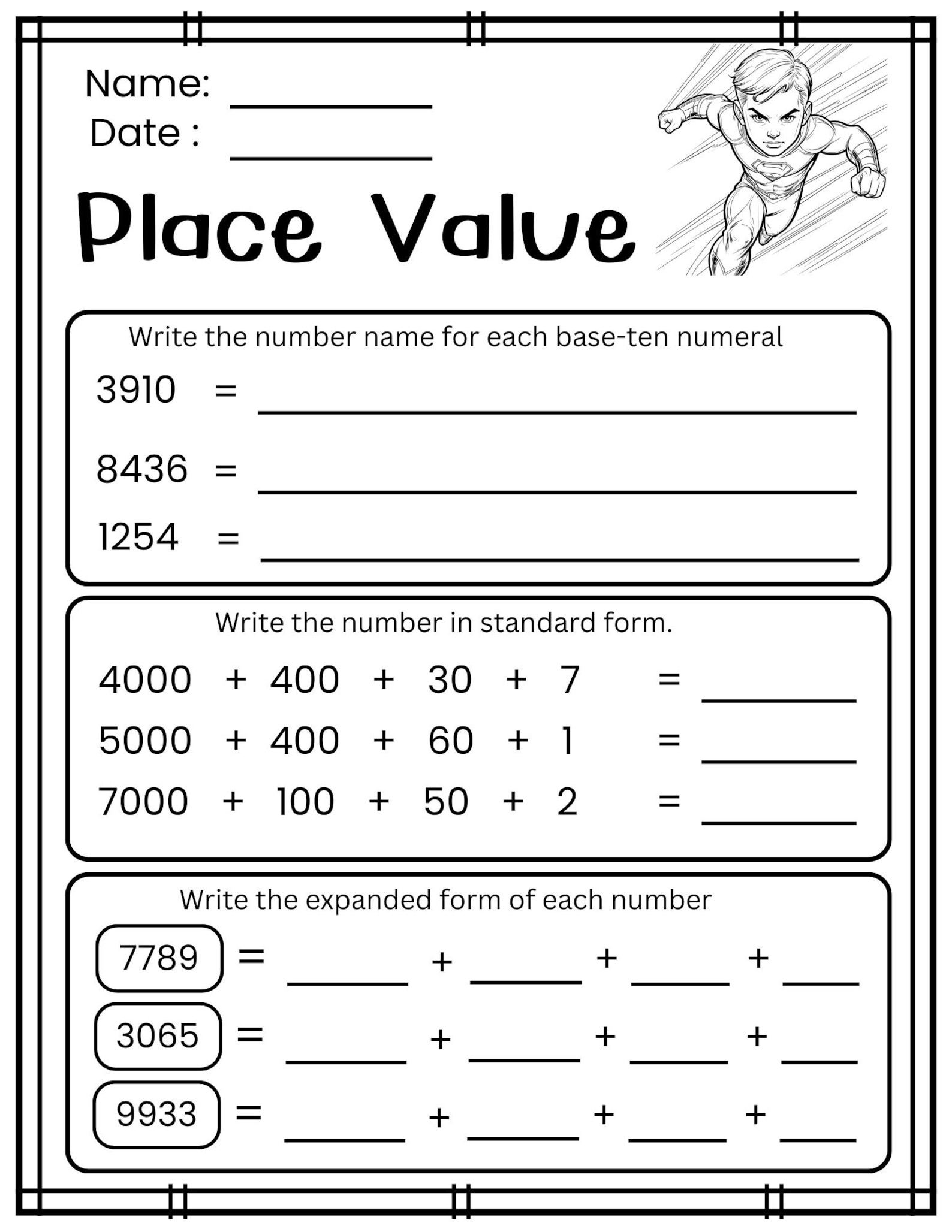 4-digit Place Value Worksheets – Grade 2–3 | Expanded Form & Number ...