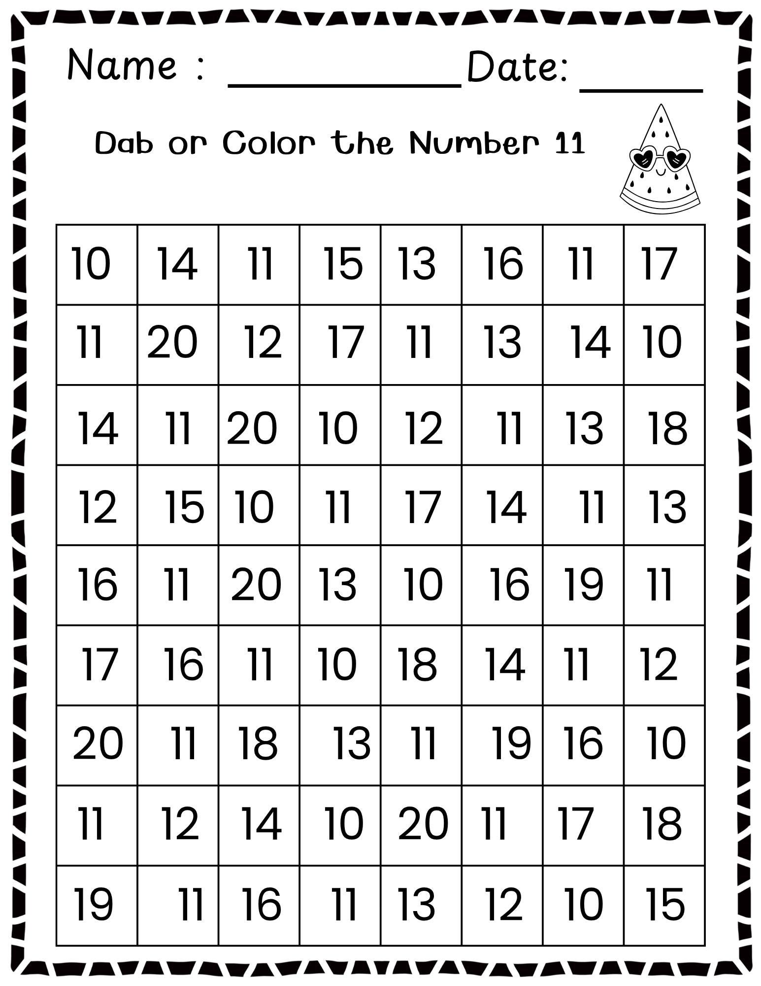 40 Printable Numbers 1-20 Dab It Worksheets. Preschool-kindergarten ...