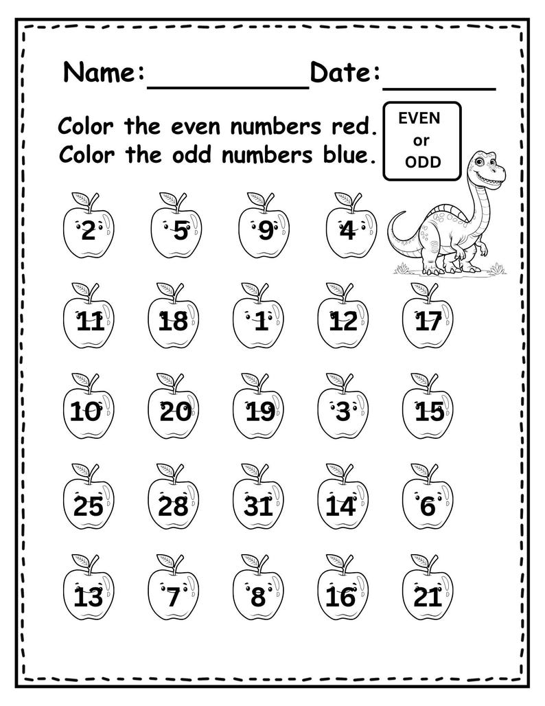 Odd and Even Numbers Activities Grade K-2- No Prep Practice Worksheets ...