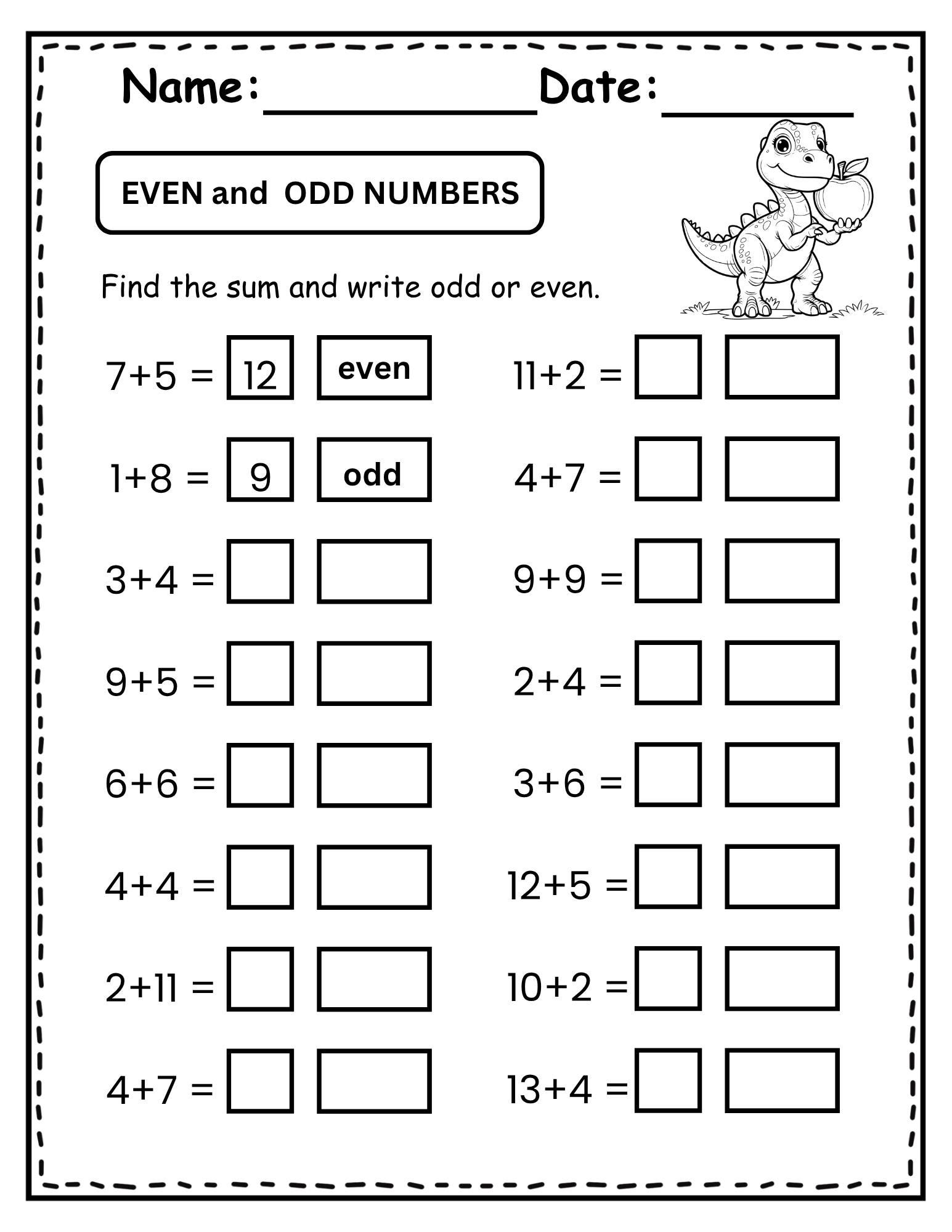 Odd and Even Numbers Activities Grade K-2- No Prep Practice Worksheets ...