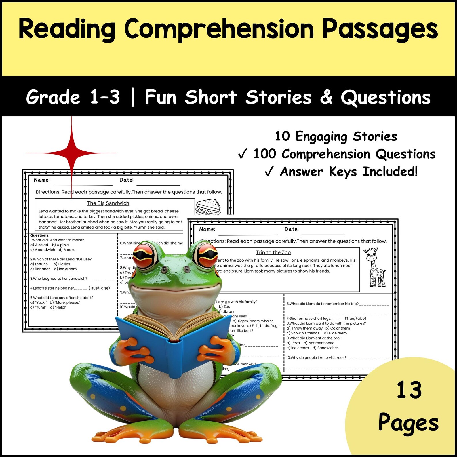 Reading Comprehension Passages for Grade 1–3 | Fun Short Stories With ...