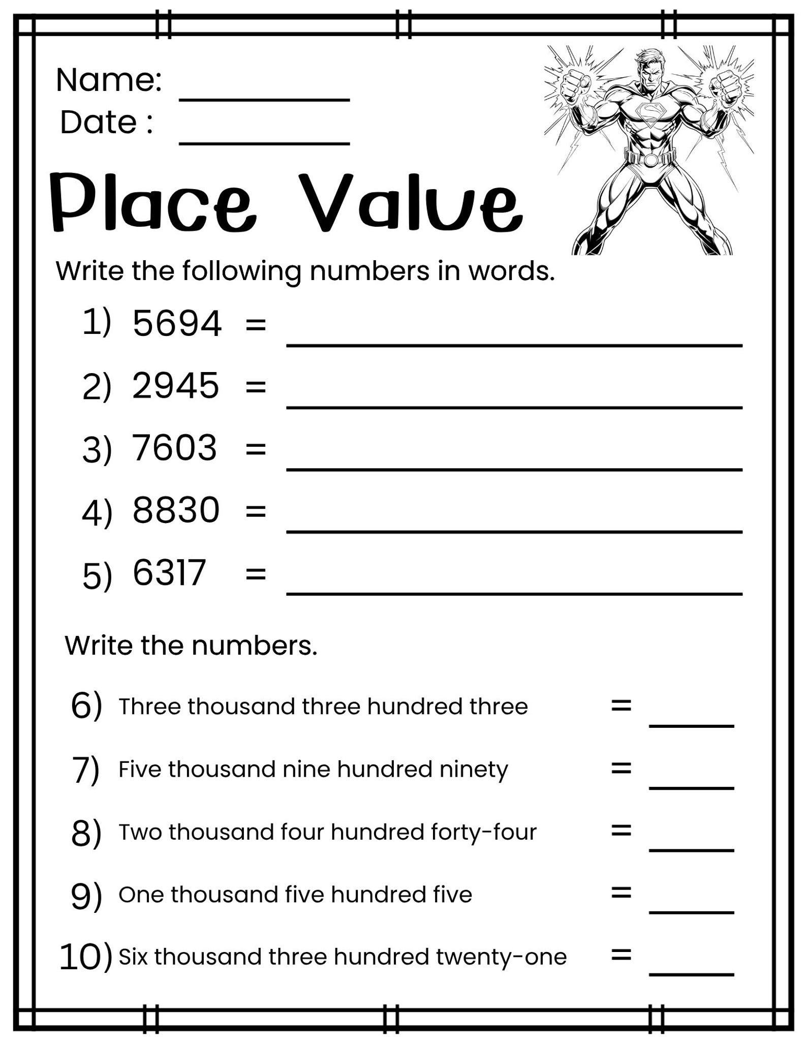 4-digit Place Value Worksheets – Grade 2–3 | Expanded Form & Number ...