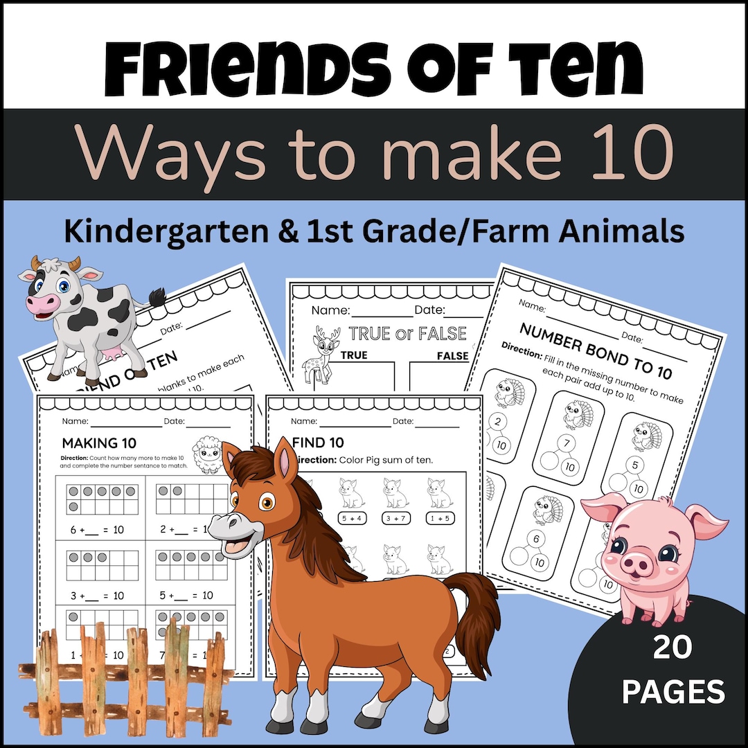 Friends of Ten Worksheets Making 10 Kindergarten -first Grade Math - Etsy