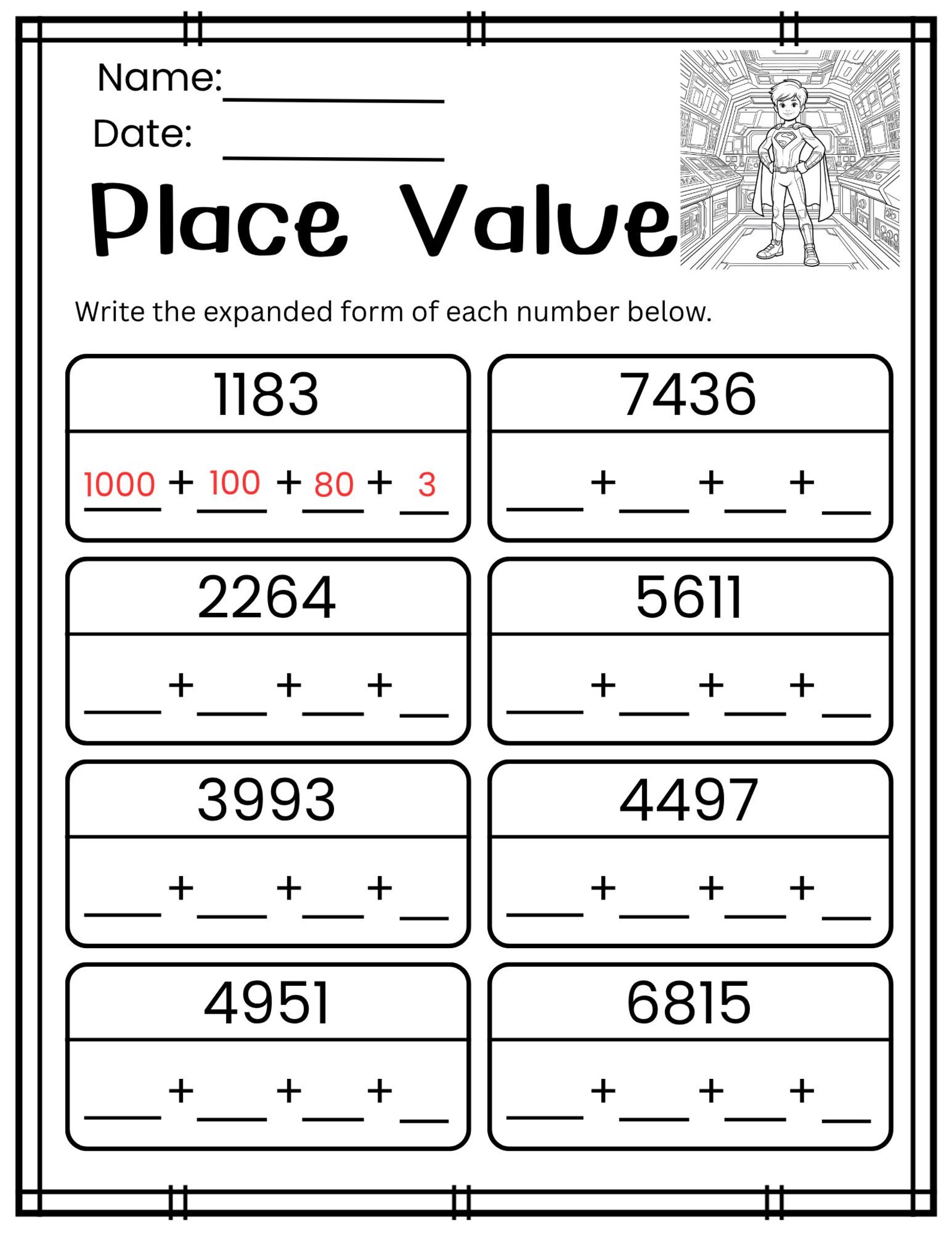4-digit Place Value Worksheets – Grade 2–3 | Expanded Form & Number ...