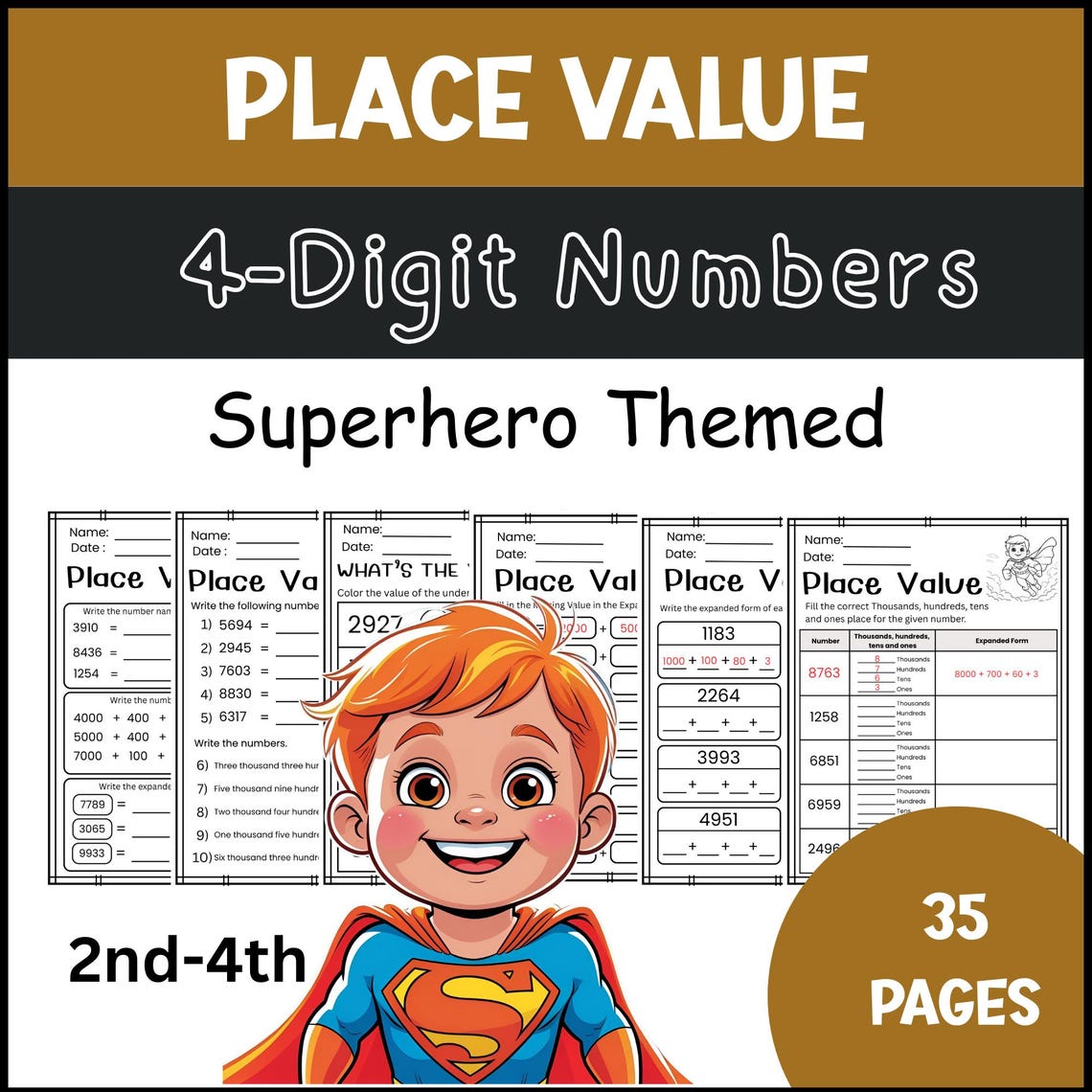 4-digit Place Value Worksheets – Grade 2–3 | Expanded Form & Number ...
