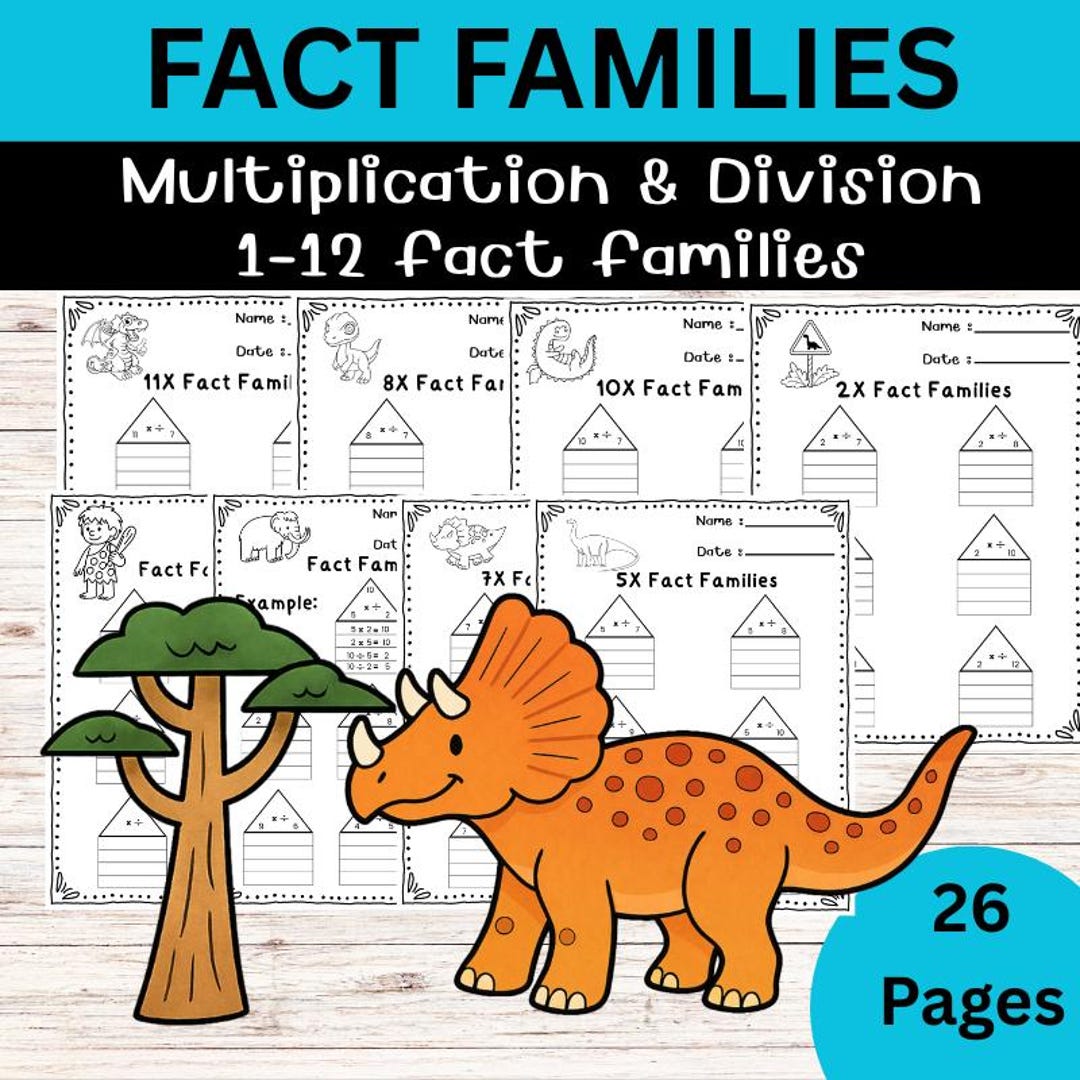 Fact Families Multiplication & Division Worksheets 1-12 Printable Math ...