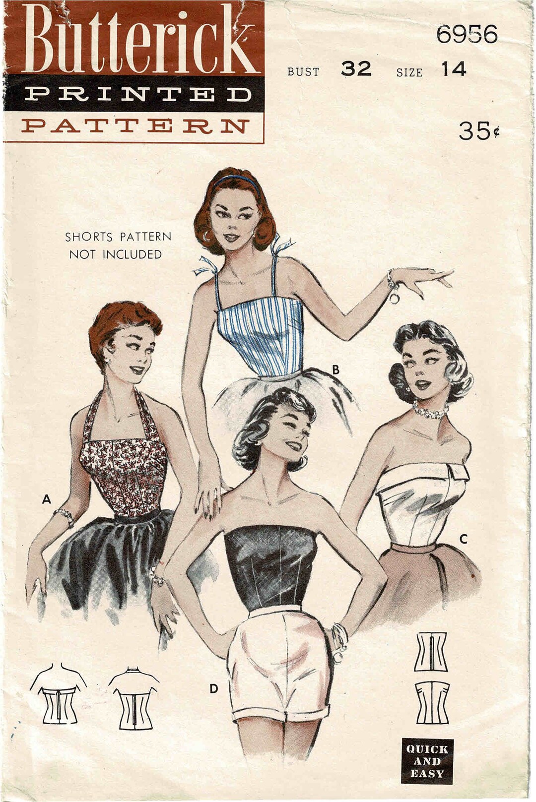 Vintage Glam Marilyn Monroe 1950s Butterick 6956 Bombshell Pinup Halter ...