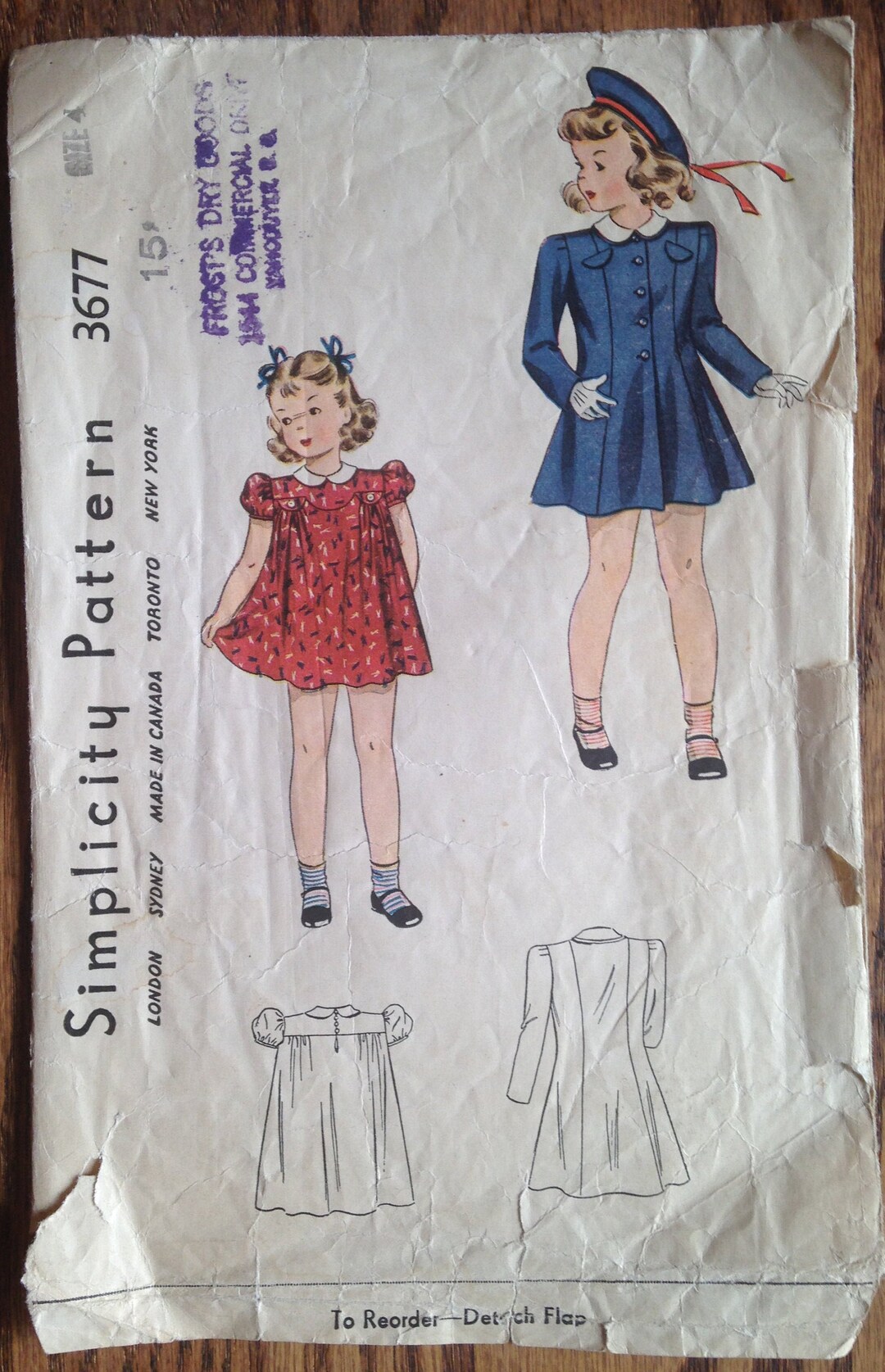 Delightful Original Vintage 1940s Simplicity 3677 Yoked - Etsy