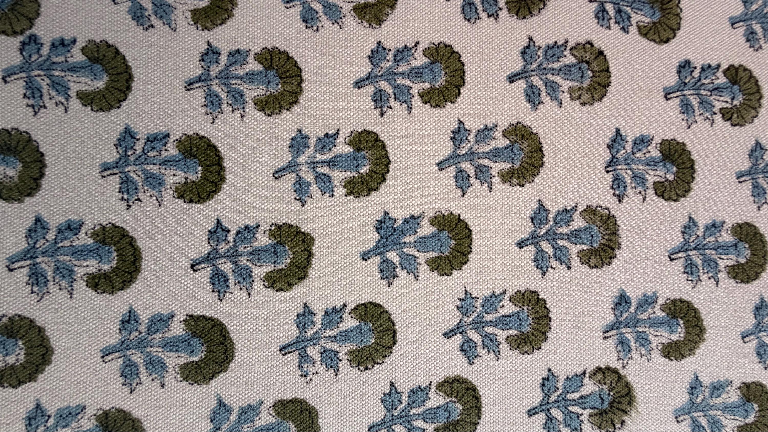 Tiny Flower Block Print Cotton Fabric | Small Floral Hand Block Printed ...