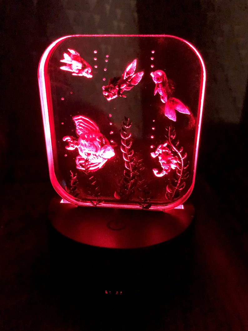Fish Night Light Aquarium 3D Hand Carved Battery Operated USB Light ...