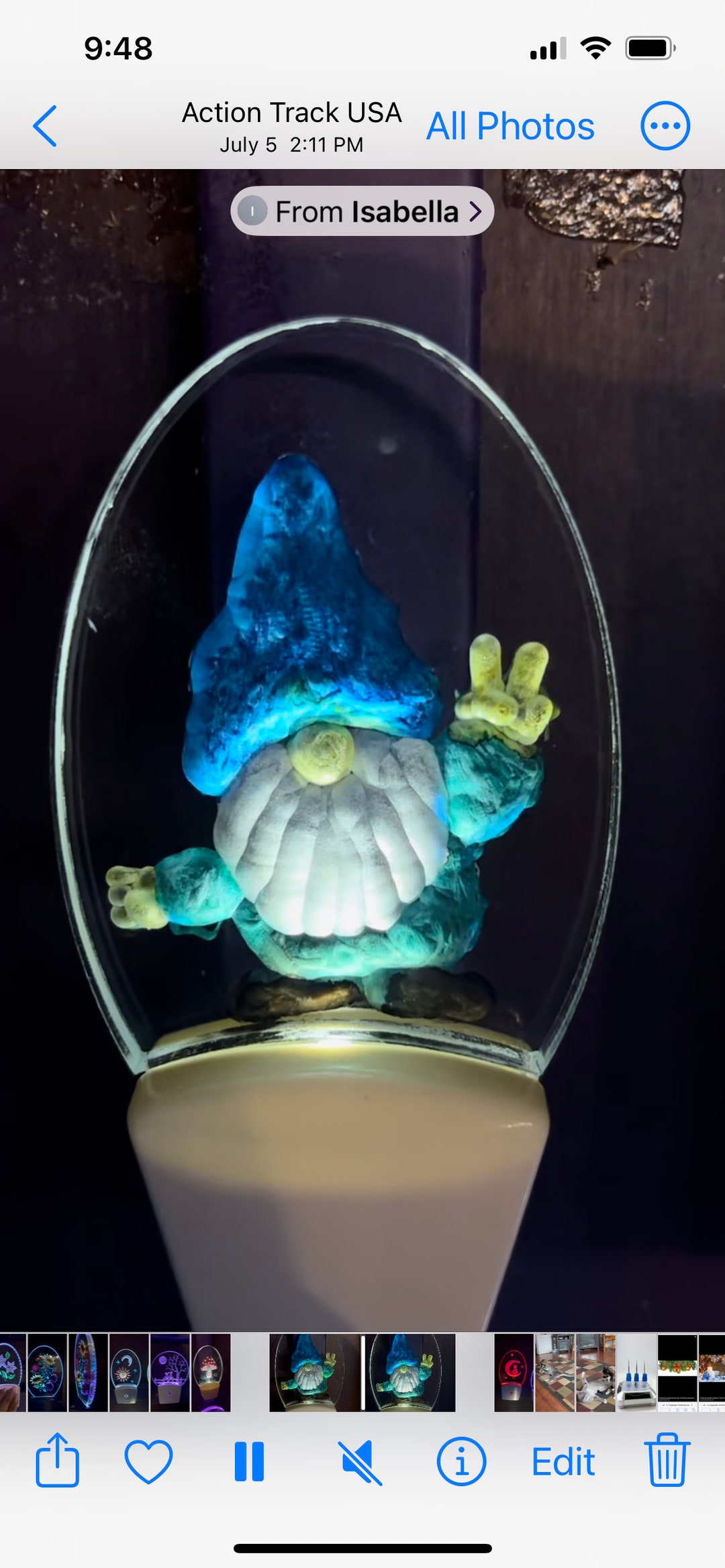 Gnome Night Light 8 Color Choices 3 D Hand Carved Fantasy Lover Elf ...