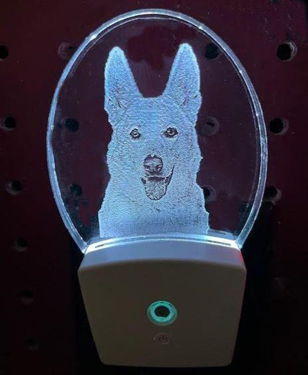 German Shepherd Night Light, Etched in Clear Glass Like Acrylic ...