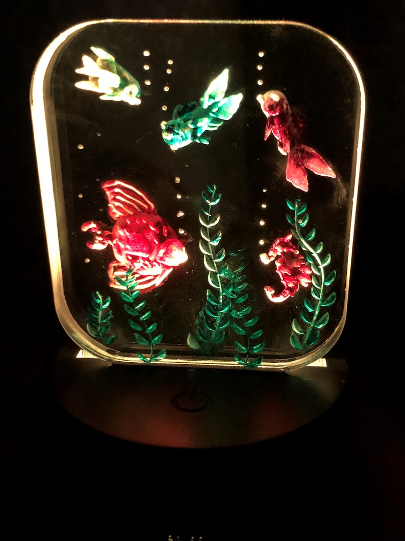 Fish Night Light Aquarium 3D Hand Carved Battery Operated USB Light ...