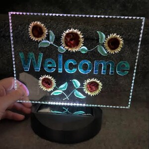 Address Sign Solar Lighted Custom Name Address Number Welcome Many ...