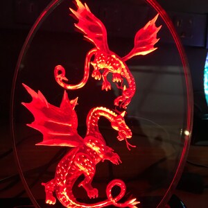 Fighting Dragons Hand Carved on an LED Color Changing Light Base - Etsy