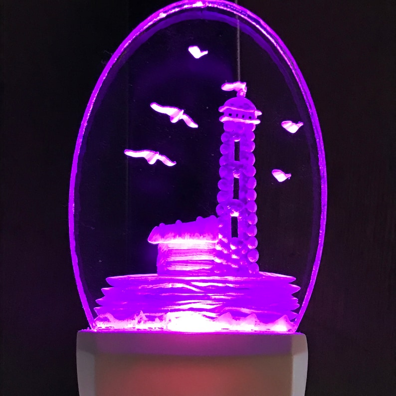Lighthouse Nightlight Hand Carved in Clear Glass Like - Etsy