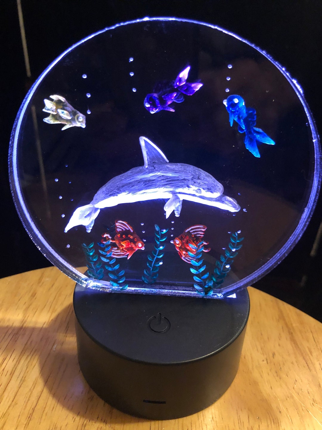 Dolphin Battery Operated Night Light Hand Carved Changes Colors or ...