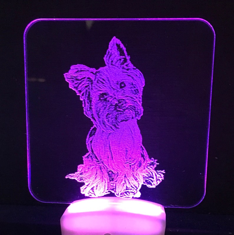 Yorkshire Terrier Dog Nightlight Etched in Clear Glass Like | Etsy