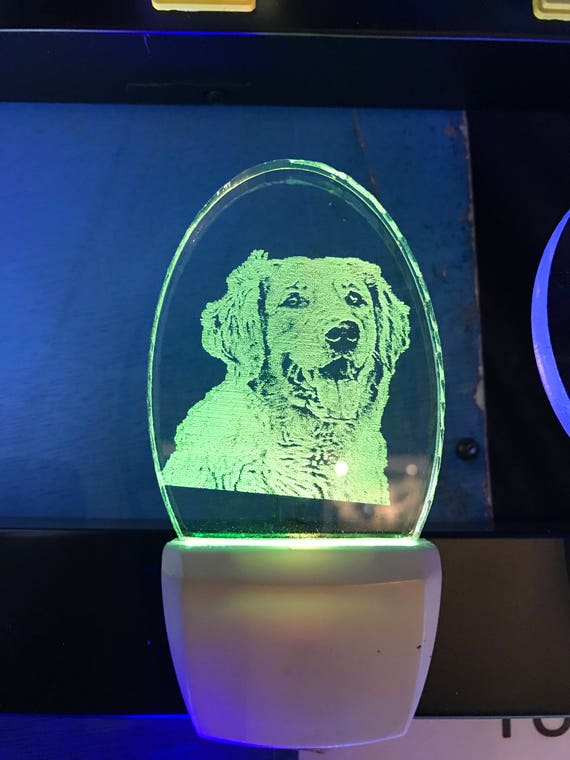 Golden Retriever etched LED night light | Etsy