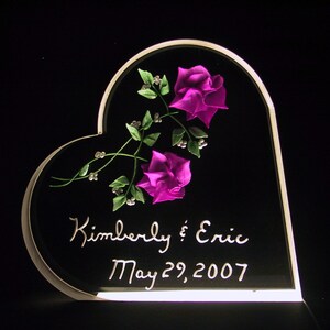 Wedding Gift or Cake Topper Roses Keepsake Hand Carved Personalized ...