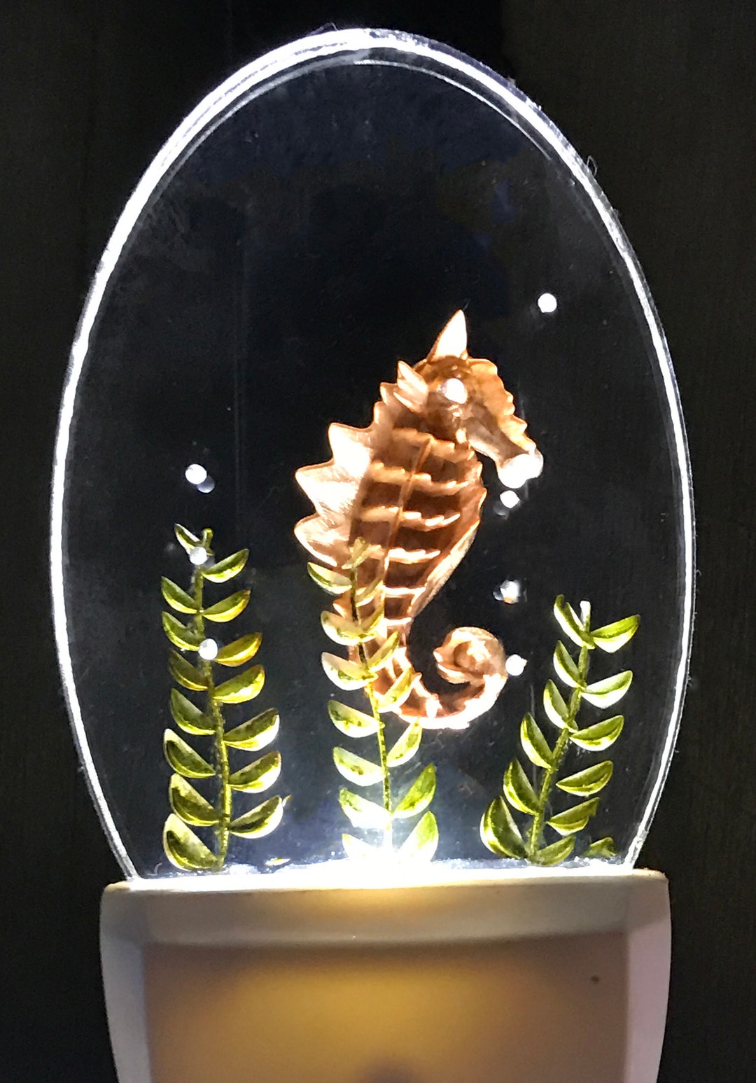 Seahorse Hand Carved in 3D LED Nightlight, Engraved, Personalized Free ...