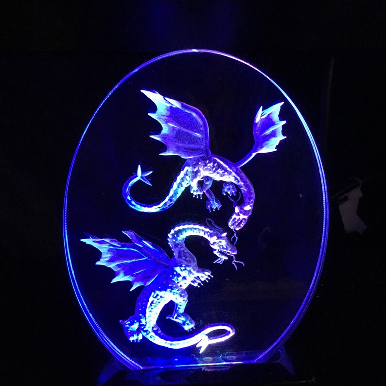 Fighting Dragons Hand Carved on an LED Color Changing Light Base - Etsy