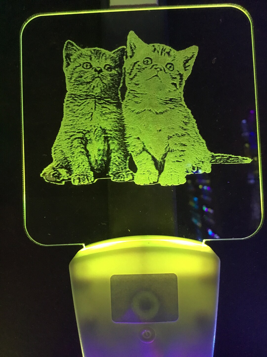 Kitten Cats Etched in Clear Glass Like Acrylic LED Night - Etsy