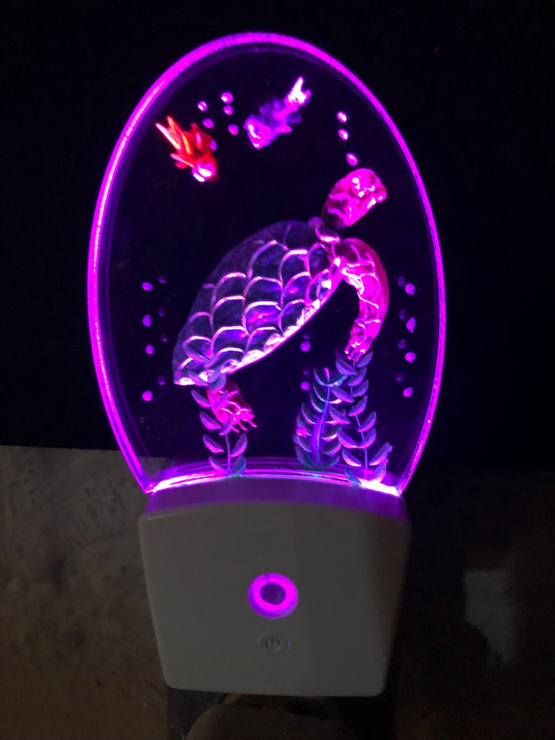 Sea Turtle Night Light, Ocean Scene, Engraved Turtle, Personalized Gift ...