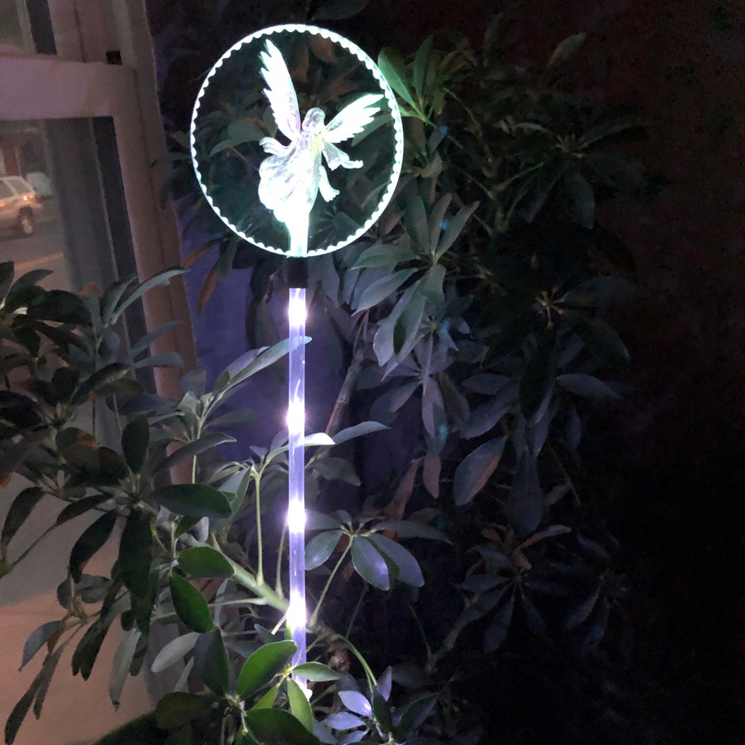 Angel Solar Lighted Stake Garden Cemetery, Hand Carved for 3D Detail ...