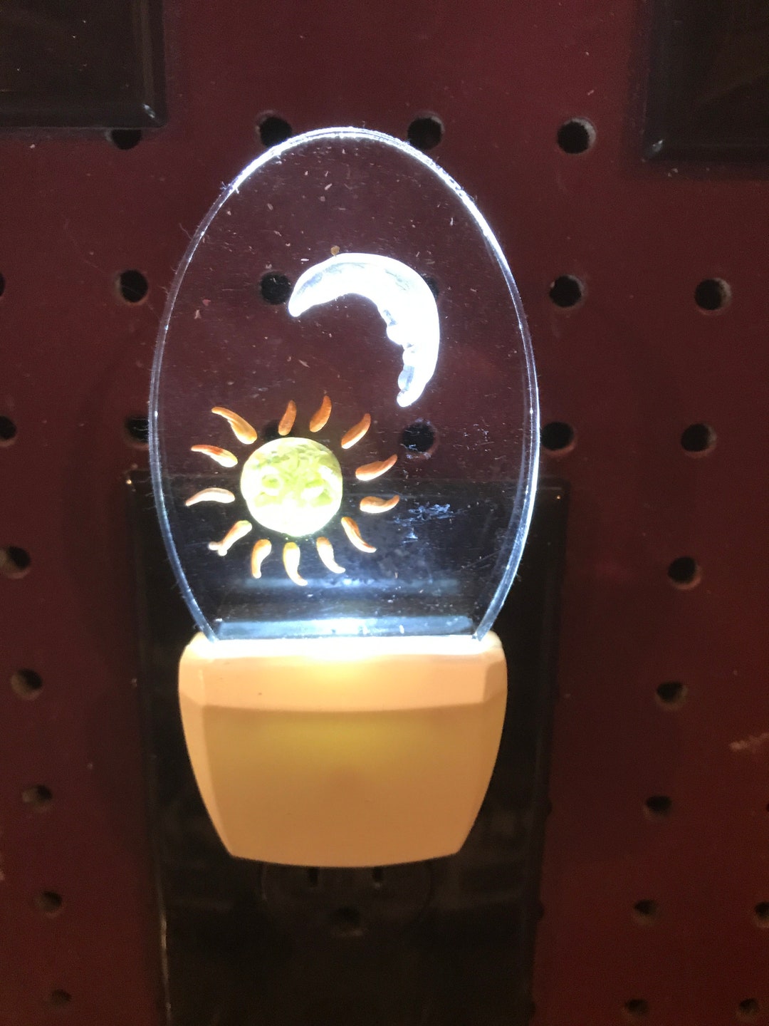 Sun and Moon Hand Carved in 3D LED Nightlight, Engraved, Personalized ...