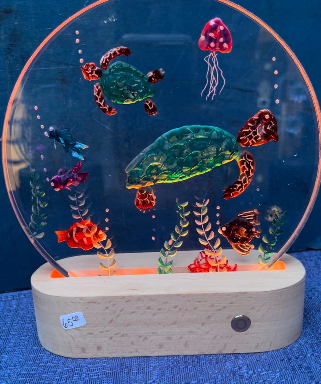 Sea Turtle Table Top Light 3D Hand Carved Batteryor USB Plug in Light ...