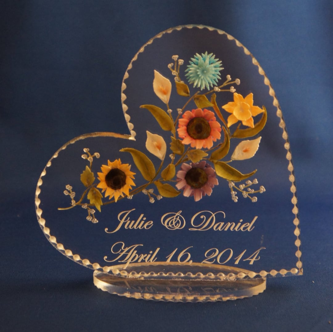 Custom Mixed Flower Cake Topper,a Beautiful Peice of Art Engraved by ...