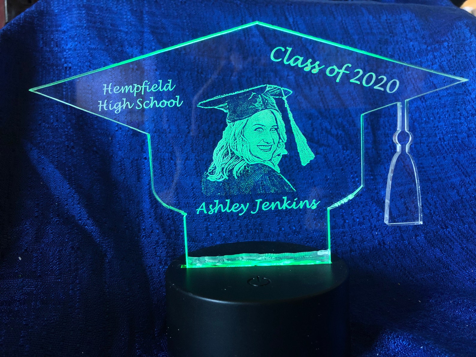 Graduation Photo Etched Gift Personalized Custom Lighted Keepsake ...
