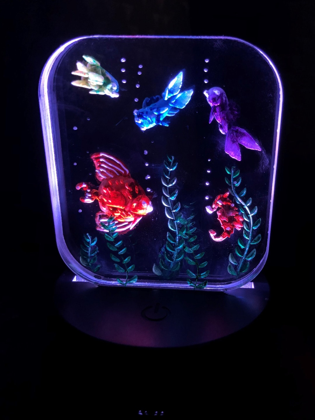 Fish Night Light Aquarium 3D Hand Carved Battery Operated USB Light ...