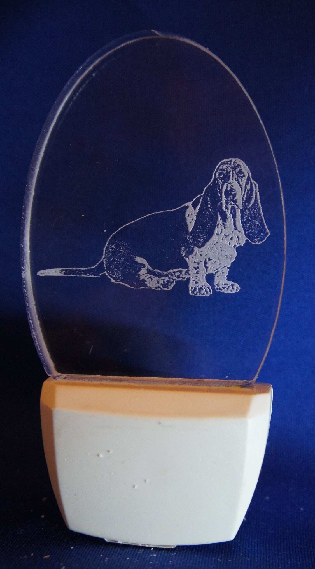 Basset Hound Night Light Etched Onto and LED Plug in Light That Has 8 ...