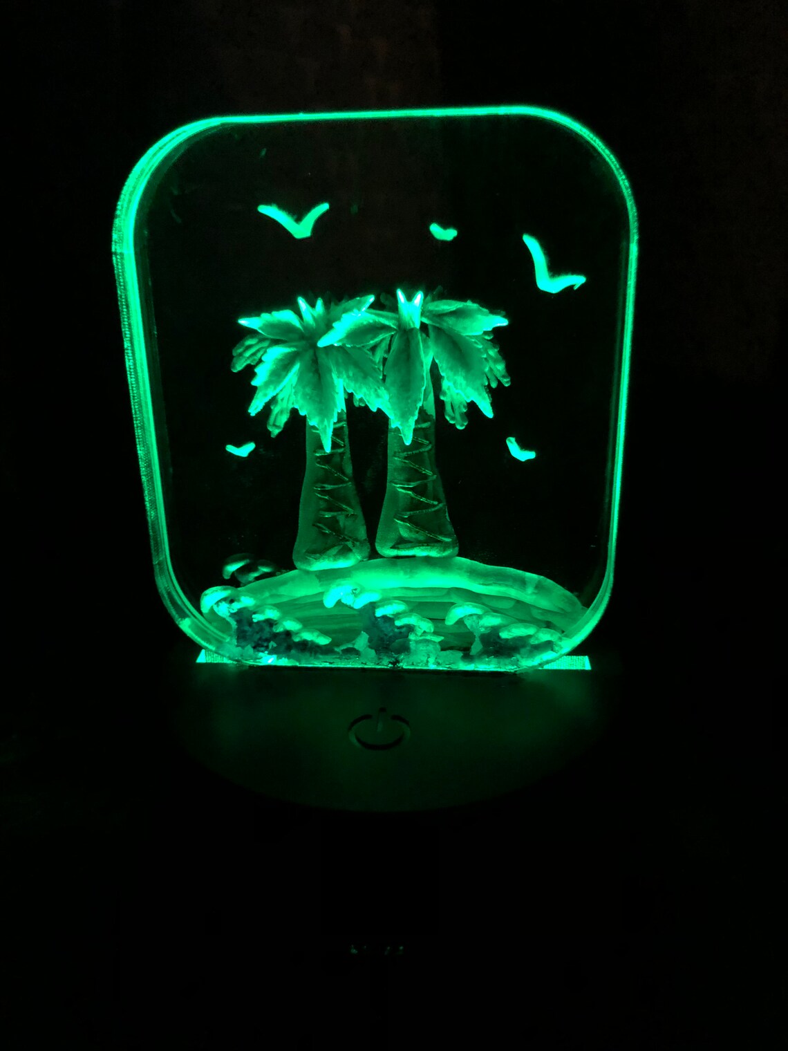 Palm Tree Night Light Scene Hand Carved Battery Operated USB - Etsy