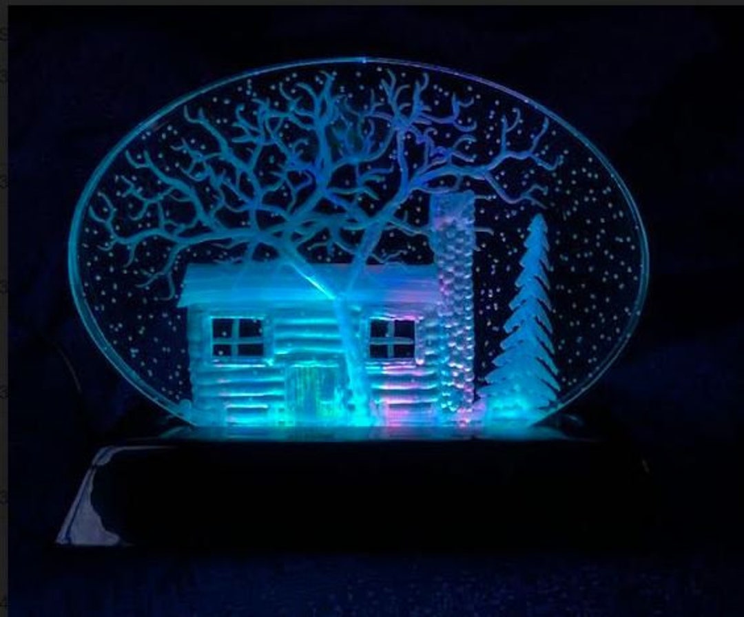 Winter Cabin Scene Hand Carved 5x7 With LED Nightlight, Engraved Free ...