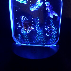 Fish Night Light Aquarium 3D Hand Carved Battery Operated USB Light ...