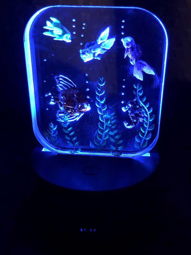Fish Night Light Aquarium 3D Hand Carved Battery Operated USB Light ...