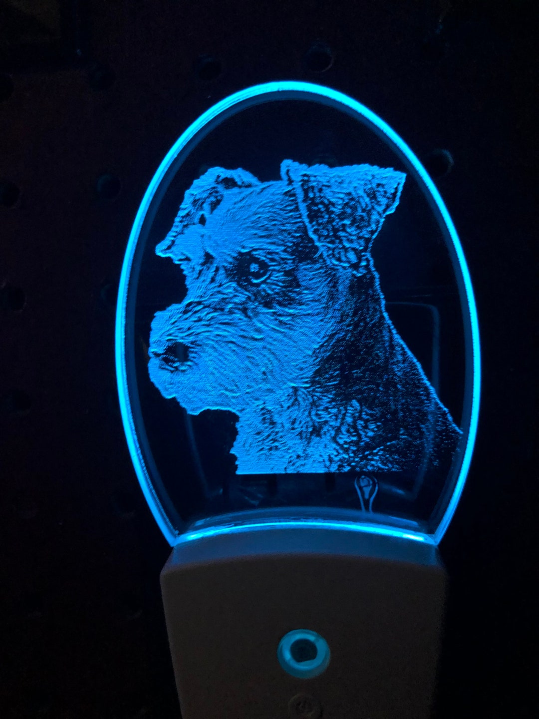 Miniature Schnauzer Head 2D Etched Into an LED Night Light in White ...