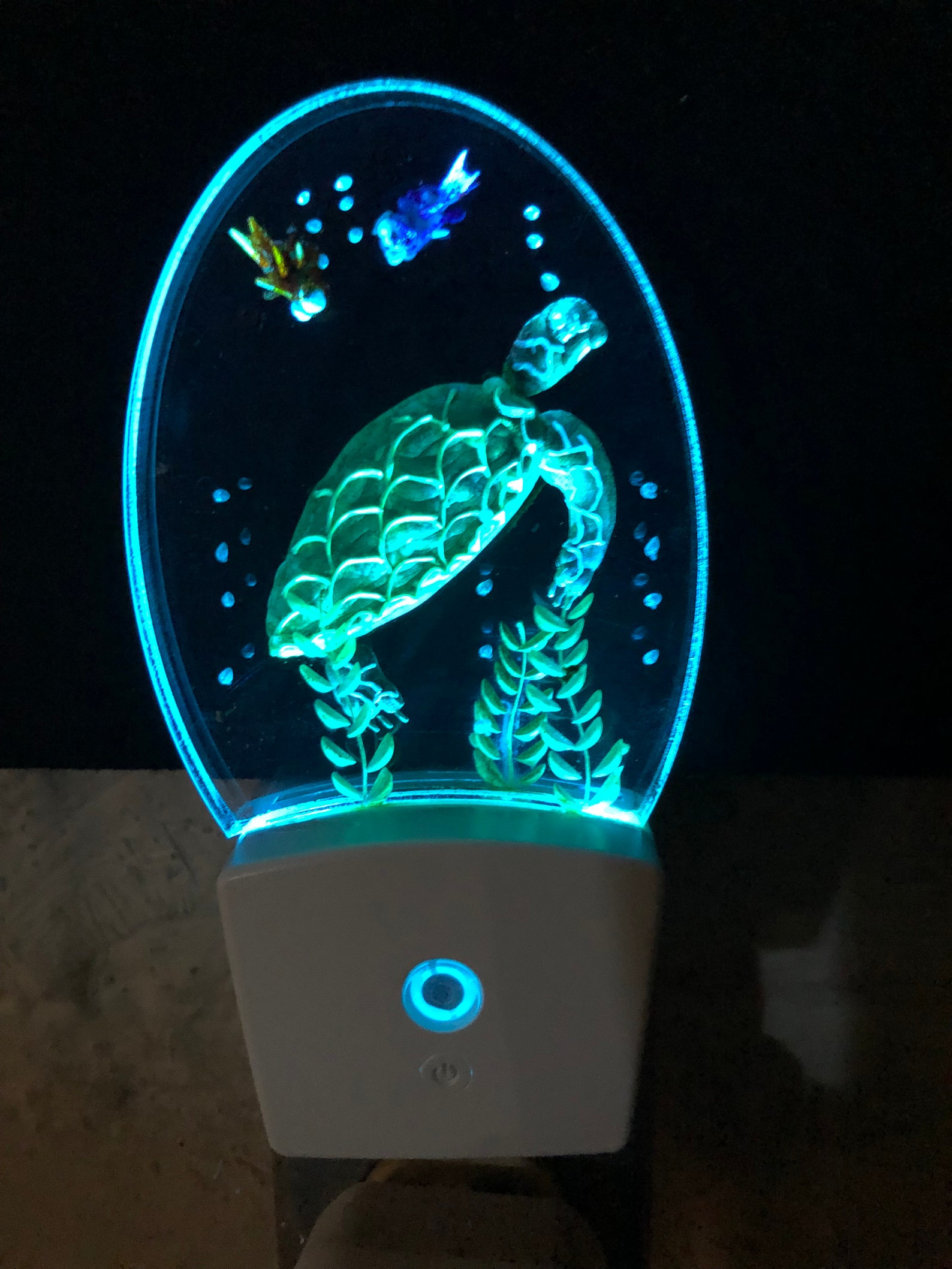 Sea Turtle Night Light Ocean Scene Engraved Turtle - Etsy