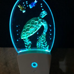 Sea Turtle Night Light, Ocean Scene, Engraved Turtle, Personalized Gift ...