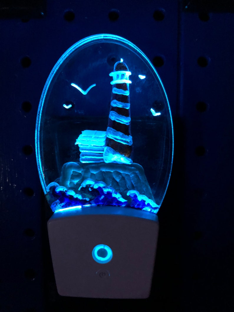 Lighthouse Nightlight, Plug in Hand Carved for 3 Dimensional Look 3 ...