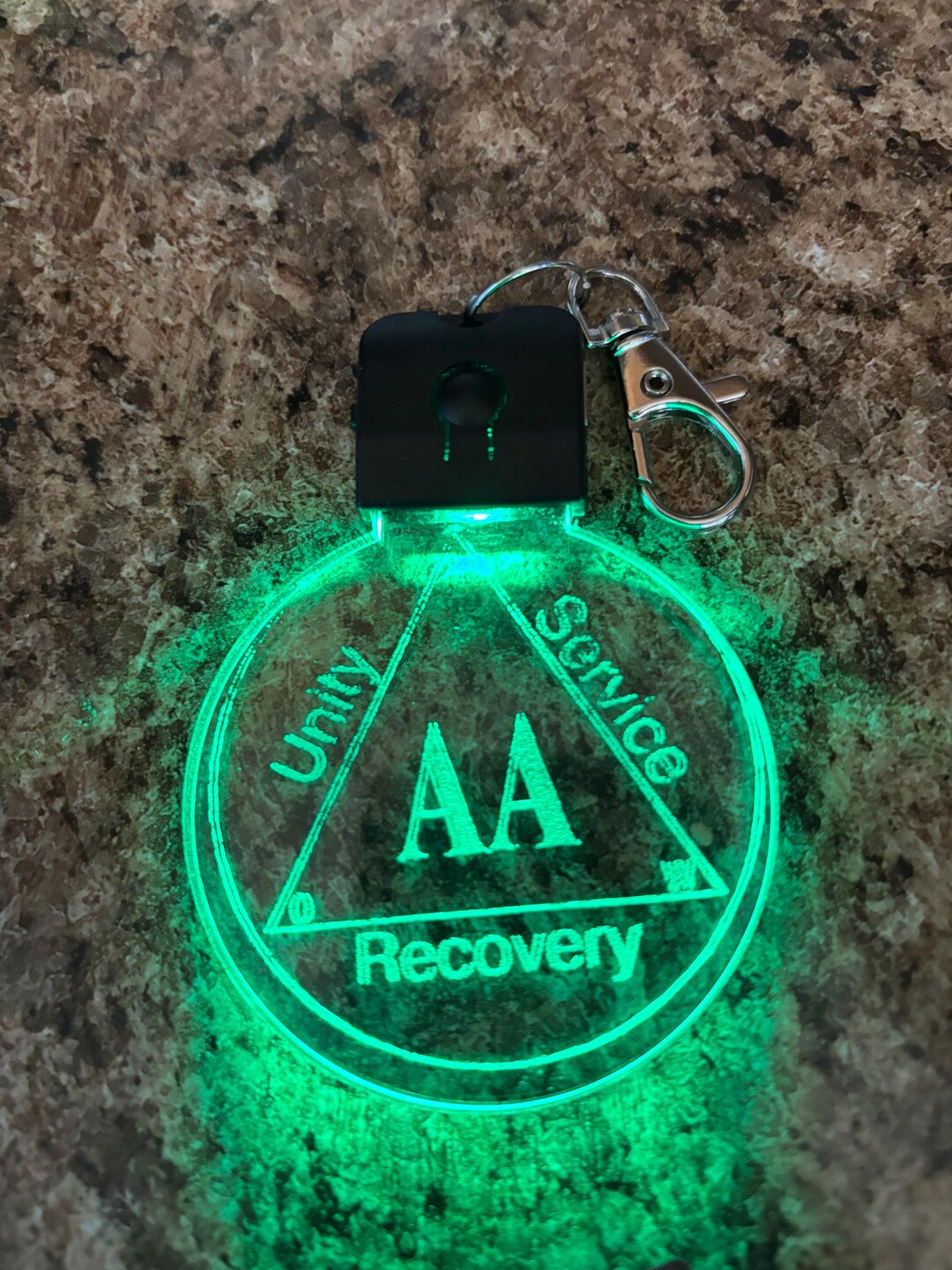 Recovery AA Lighted Keychain Sobriety Light Can Rotate Through 7 Colors ...