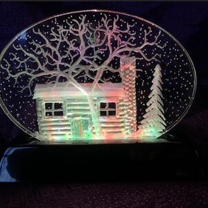 Winter Cabin Scene Hand Carved 5x7 With LED Nightlight, Engraved Free ...