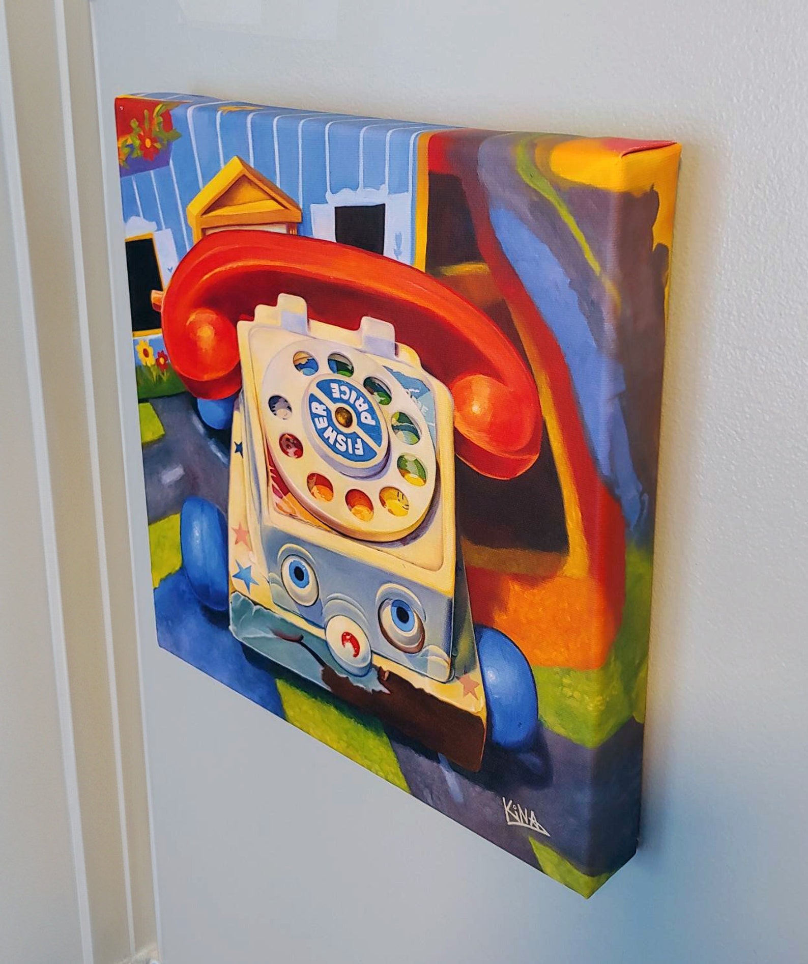 Vintage Fisher Price Phone Painting - Art Print by Kina Forney - Etsy