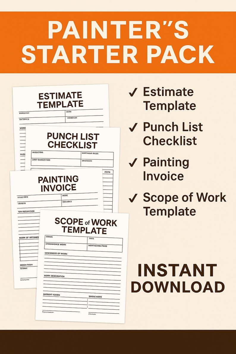Painter Admin Pack – Estimate, Invoice, Scope & Punch List Templates ...