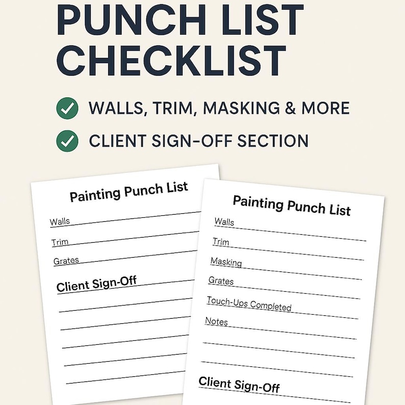 Painting Punch List Checklist – Final Walkthrough Form (PDF + DOCX ...